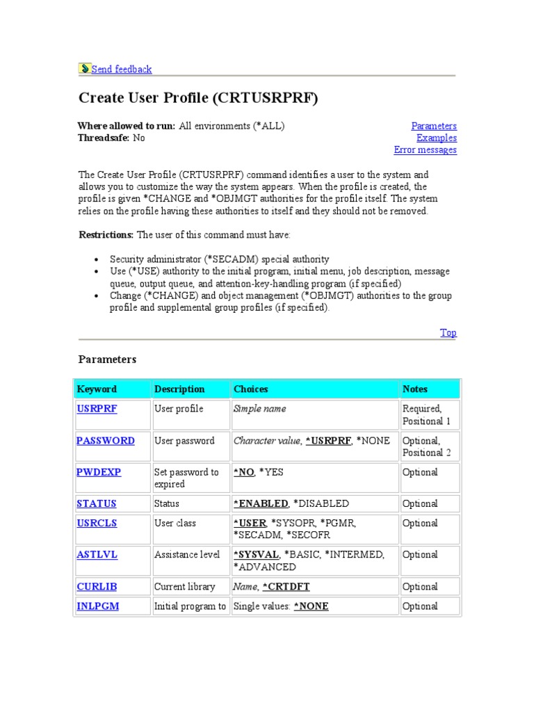User Profile Creation Pdf Password Command Line Interface