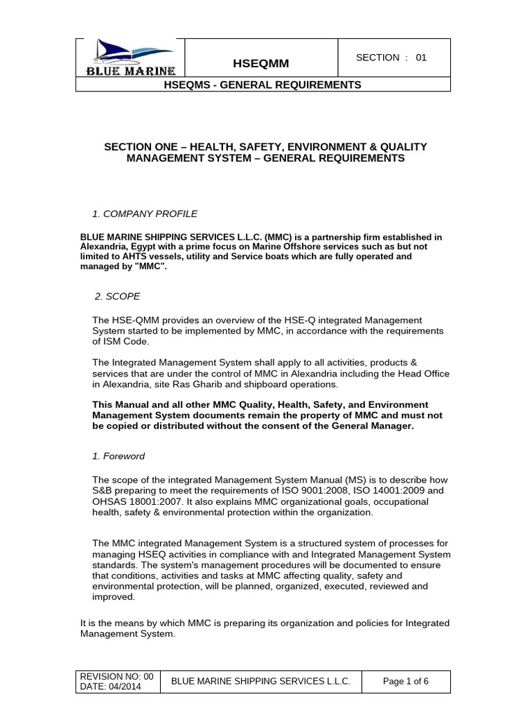 HSEQ Management System Overview | PDF | Safety