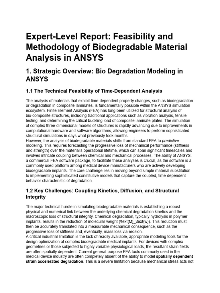 ANSYS Biodegradable Material Analysis | PDF | Biodegradation ...