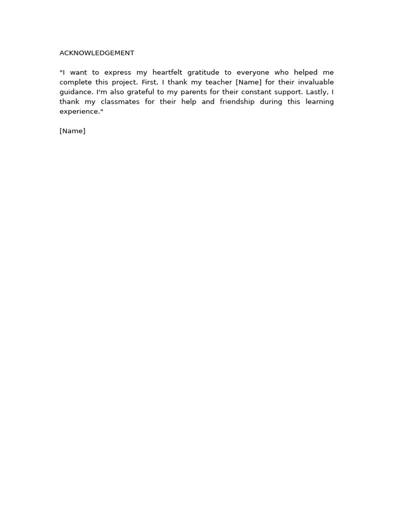 Acknowledgment of Project Support | PDF