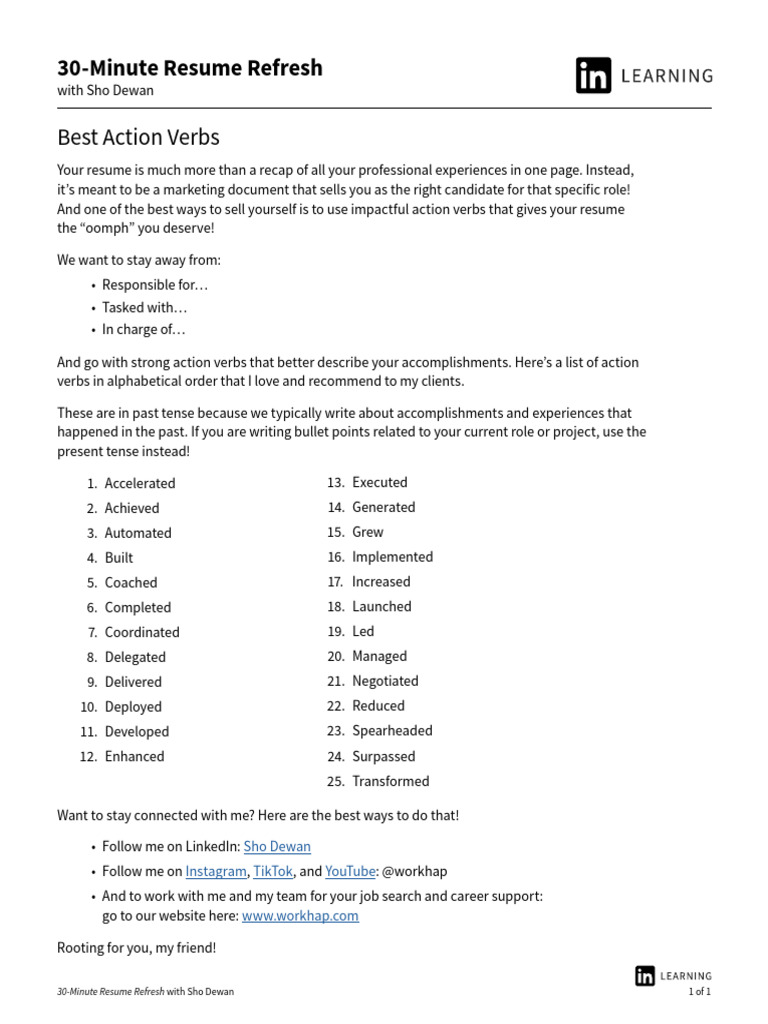 Best Action Verbs | PDF