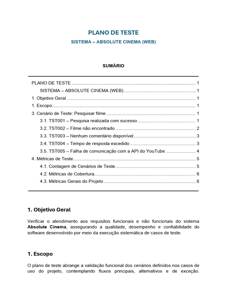 Plano de teste | PDF | Testes de software | YouTube