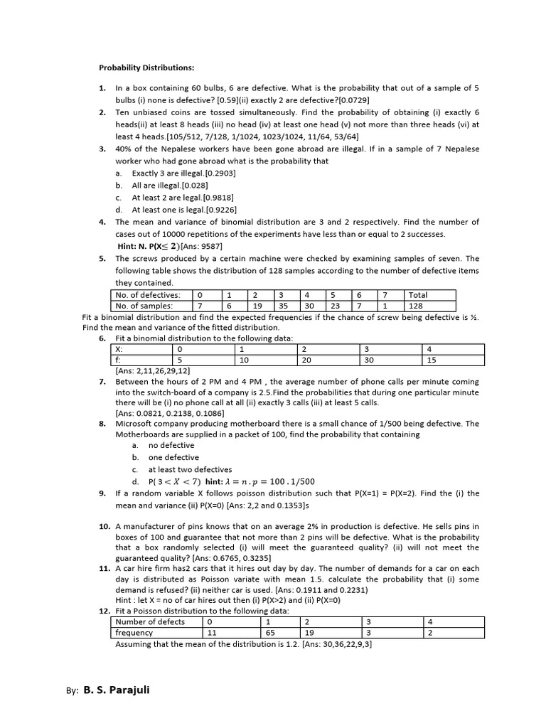 Assignment 5 (Probability Distributions)_1.Docx | PDF | Probability ...