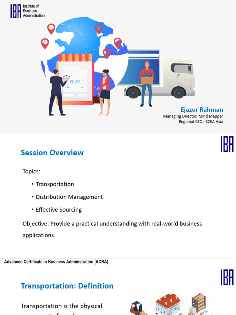 Transportation, Distribution Managment and Effective Sourcing - ACBA ...