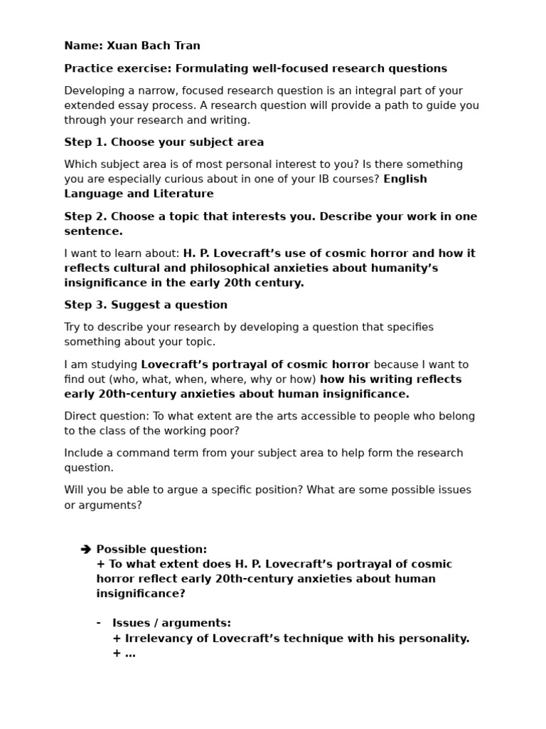 EE Research Question Half Term Homework Background and Possible ...