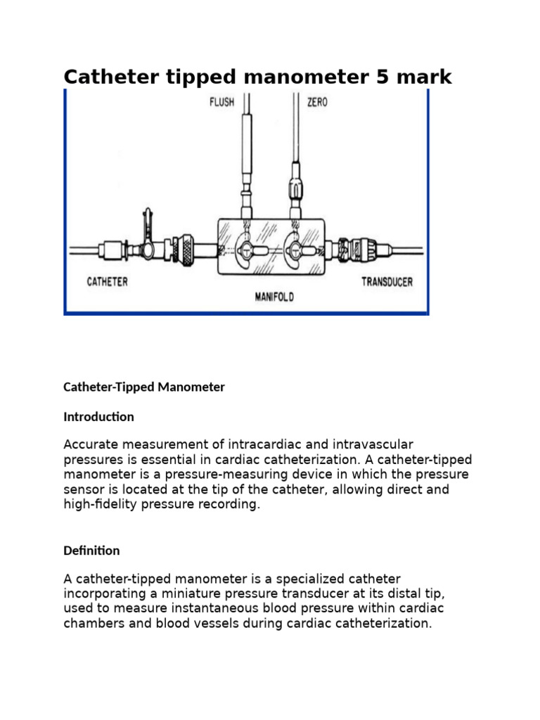 Catheter Tipped Manometer 5 Mark(2) | PDF