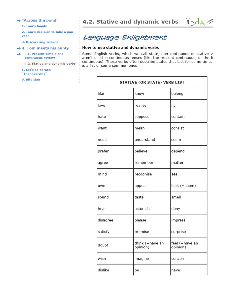 Understanding Stative and Dynamic Verbs | PDF | Verb | Semantic Units