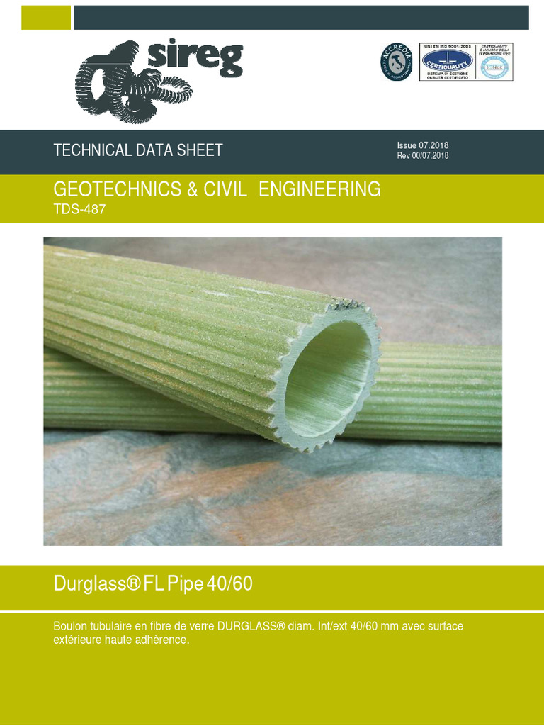 Durglass FL Pipe 40-60 - tds 487-18 - r00 (2) | PDF | Elasticity ...