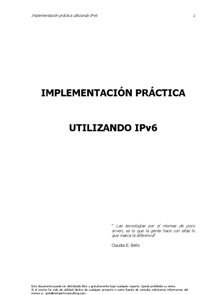 Implementacion Practica Utilizando IPv6 | PDF | Yo Pv6 | Enrutador (Computación)