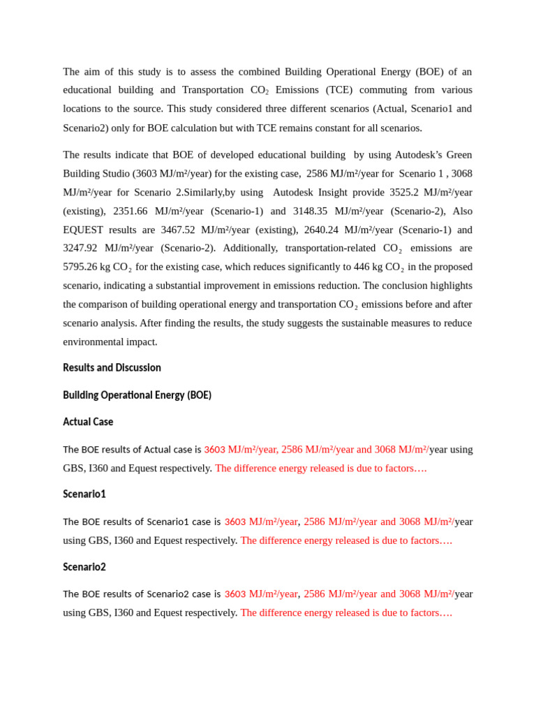 The Aim of This Study is to Assess the Combined Building Operational ...