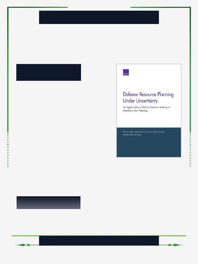 Defense Resource Planning under Uncertainty An Application of Robust ...