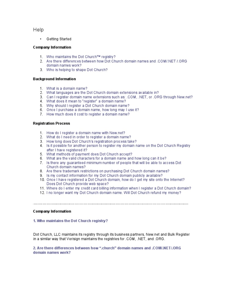 Dot Church Site Text Help, Circa 2003 | PDF | Domain Name | Email