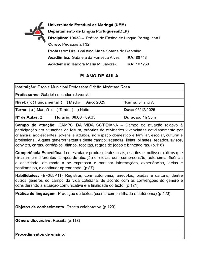 Plano de Aula Christine | PDF | Gênero | Estudos de Gênero