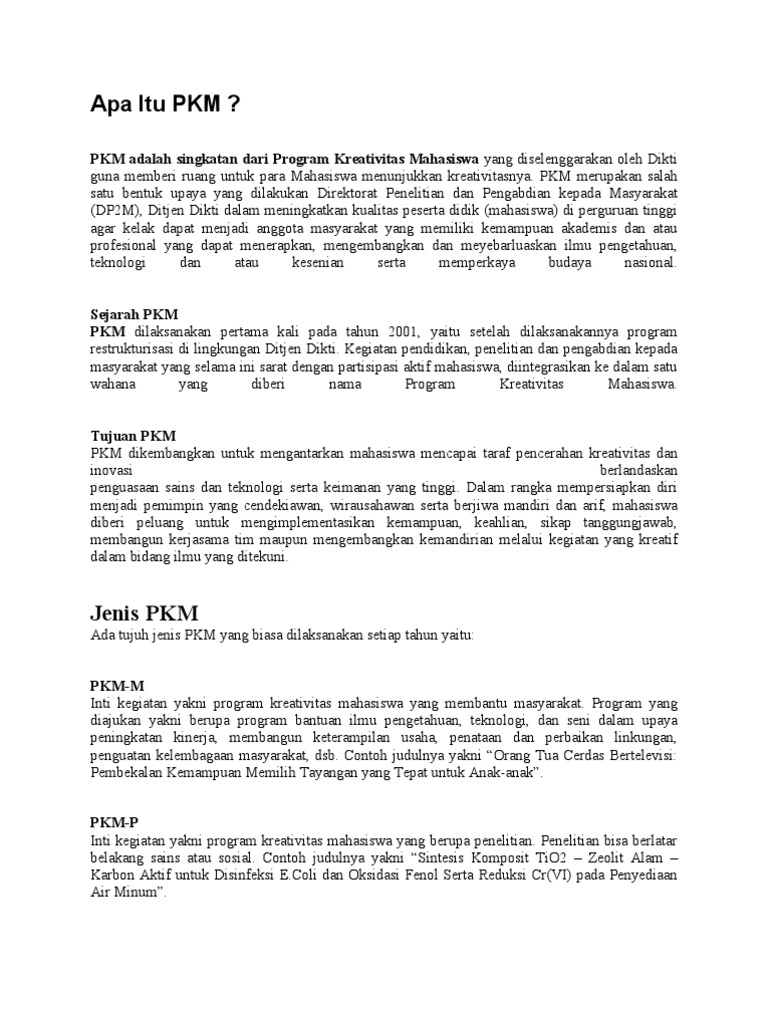 Apa Itu PKM | PDF