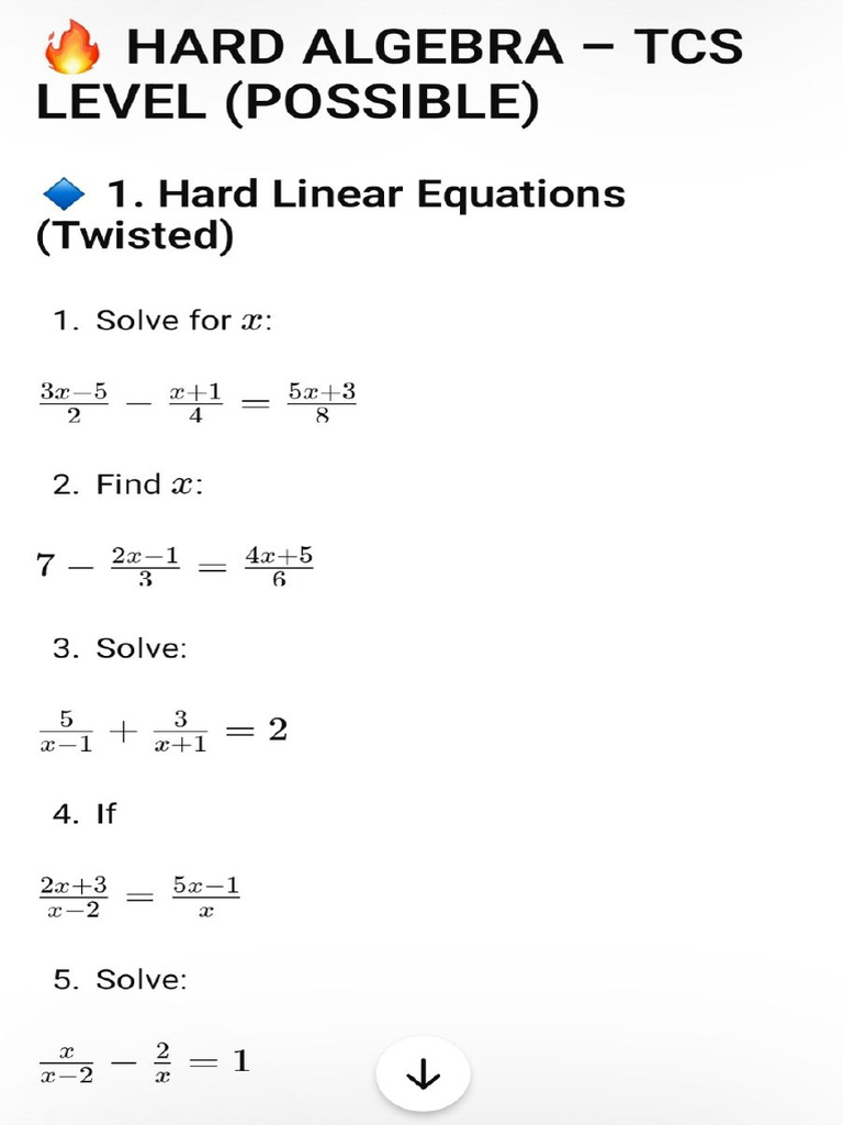 TCS Algebra Hard Type Questions | PDF