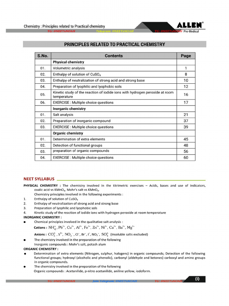 Practical Principal Chemistry | PDF