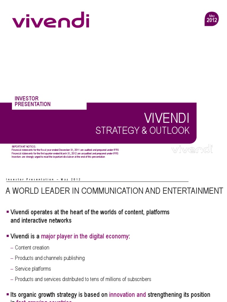 Vivendi Investor Presentation 2012 | PDF | Intangible Asset | Goodwill ...