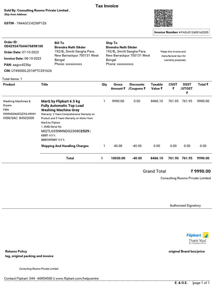 washing machine | PDF | Payments | Taxes