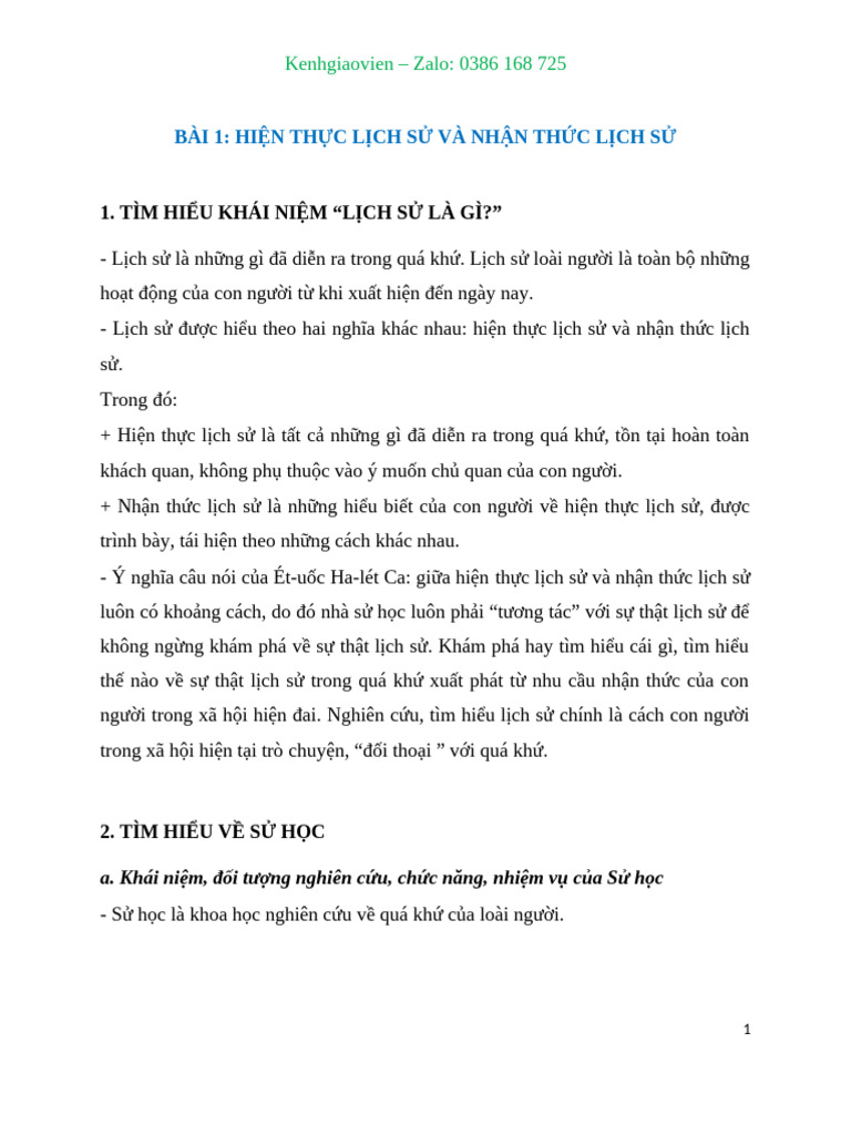 NDC b1 Hien Thuc Lich Su Va Nhan Thuc Lich Su | PDF