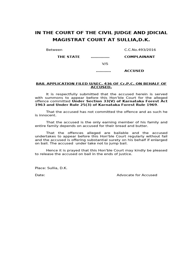 Bail Application and Surety Affidavit | PDF | Bail | Practice Of Law