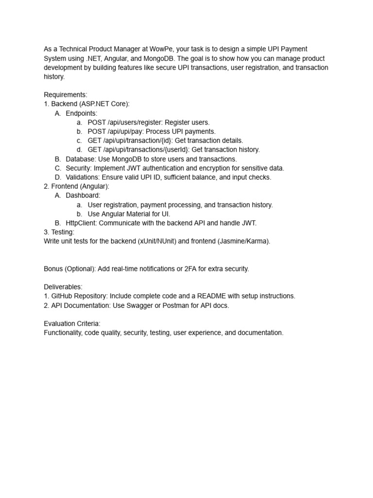 UPI Payment System Design with .NET | PDF