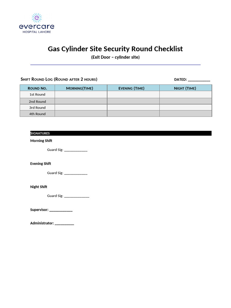 Gas Cylinder Security Checklist | PDF