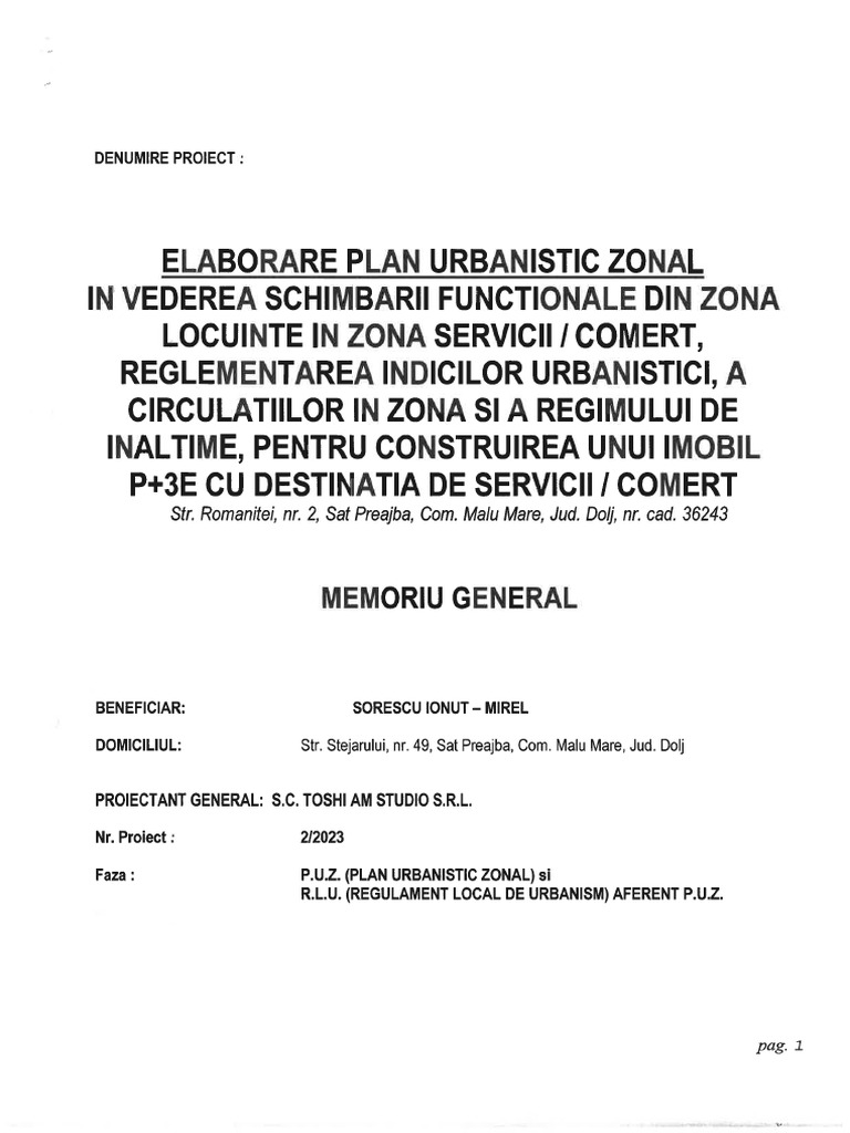 Memoriu General | PDF