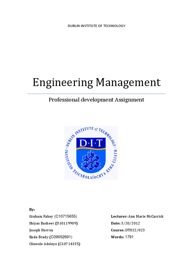 Engineering Management: Professional Development Assignment | PDF ...