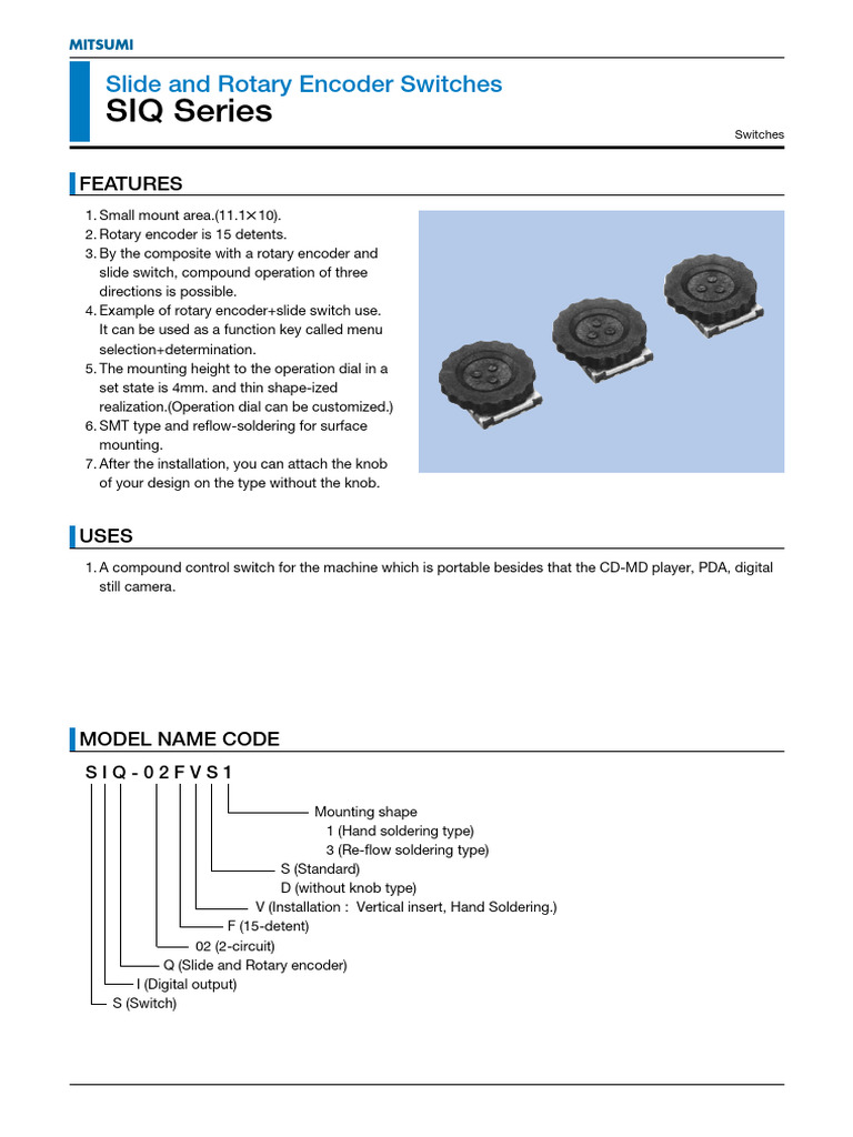 MITSUMI-SIQ-02FVS3 | PDF | Switch | Rotation