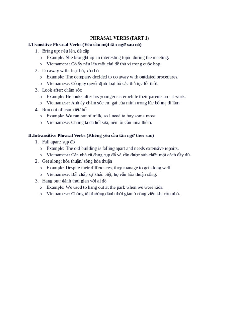 G9. Phrasal Verbs 1 | PDF