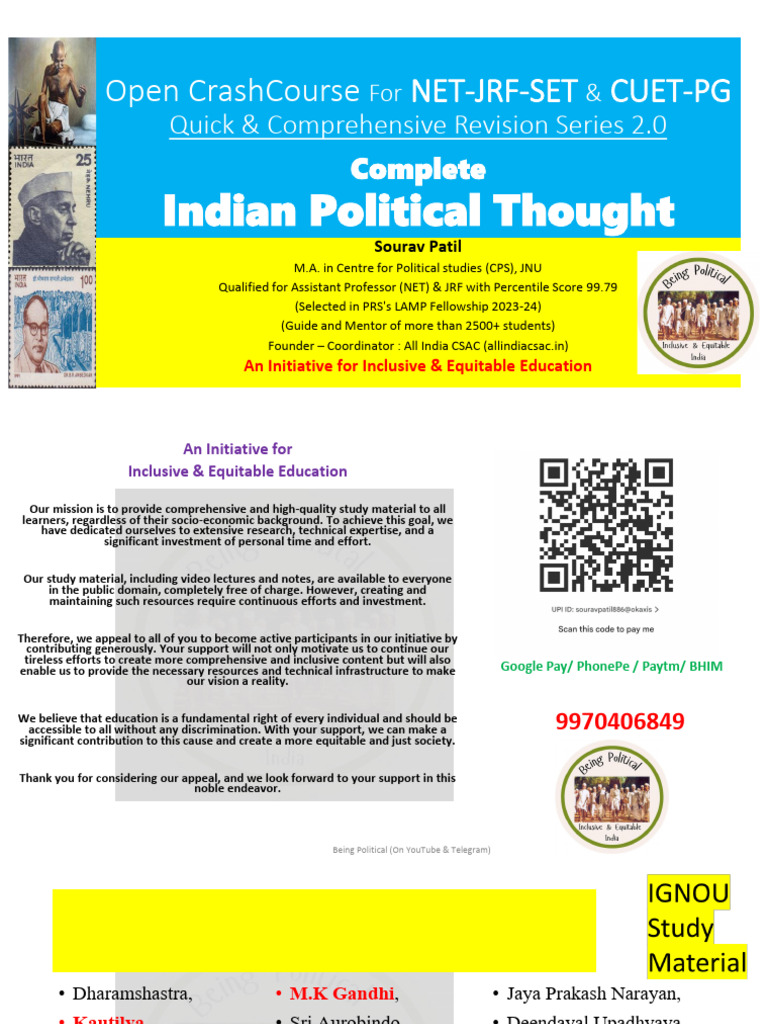 Indian Political Thought Revision Guide | PDF | Non Aligned Movement ...
