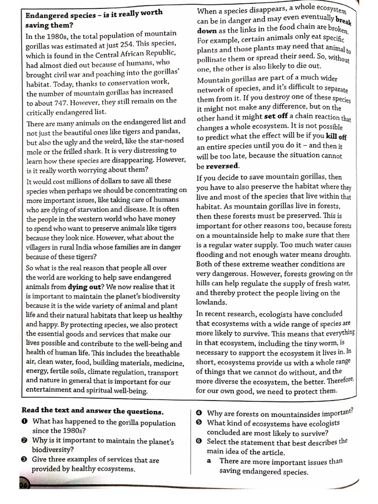 Endangered Species (Question) (Teacher Book) | PDF