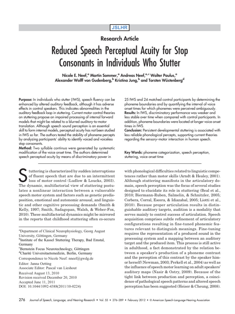 Neef2012 Reduced Speech Perceptual Acuity for Stop Consonants in ...