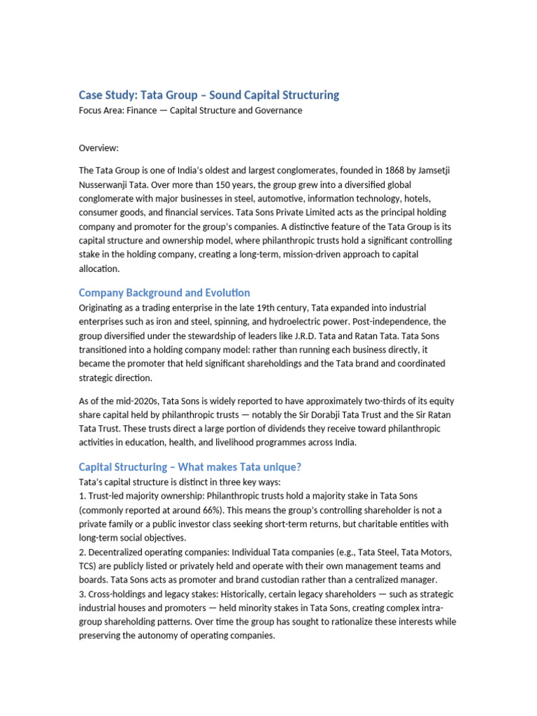 Tata Group's Unique Capital Structure Analysis | PDF | Leverage ...