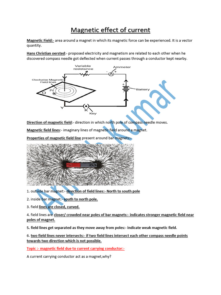 Magnetic Effect of Current Topic Wise - 072228 | PDF | Magnetic Field ...