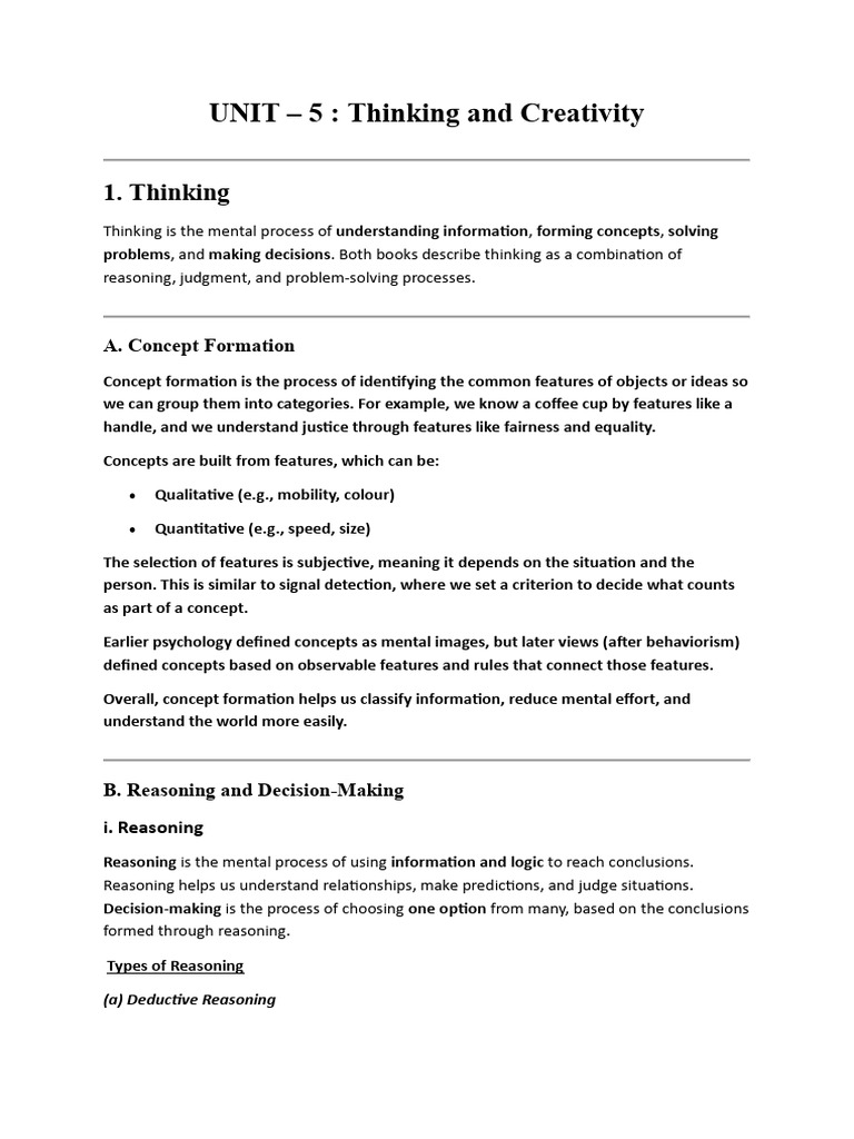 Thinking and Creativity Explained | PDF | Creativity | Reason