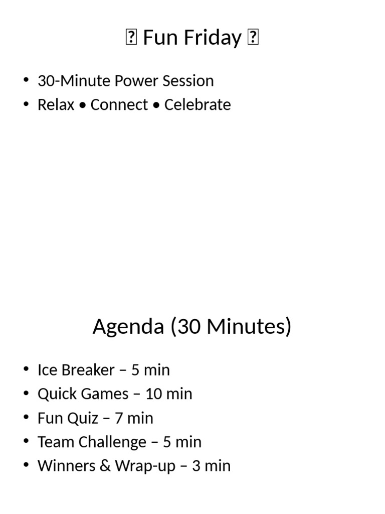 Fun Friday Team Building Agenda | PDF