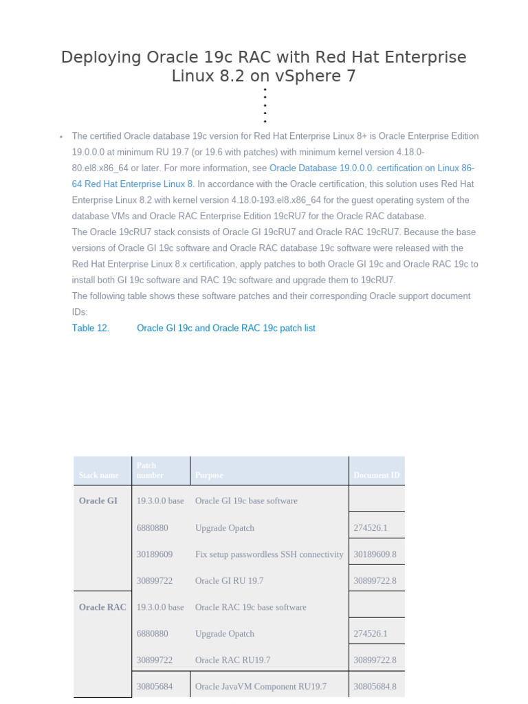 Oracle 19c RAC on RHEL 8.2 and vSphere 7 | PDF | Linux | Oracle Corporation