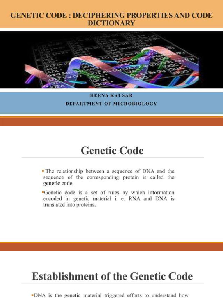 Genetic Code Deciphering Properties | PDF