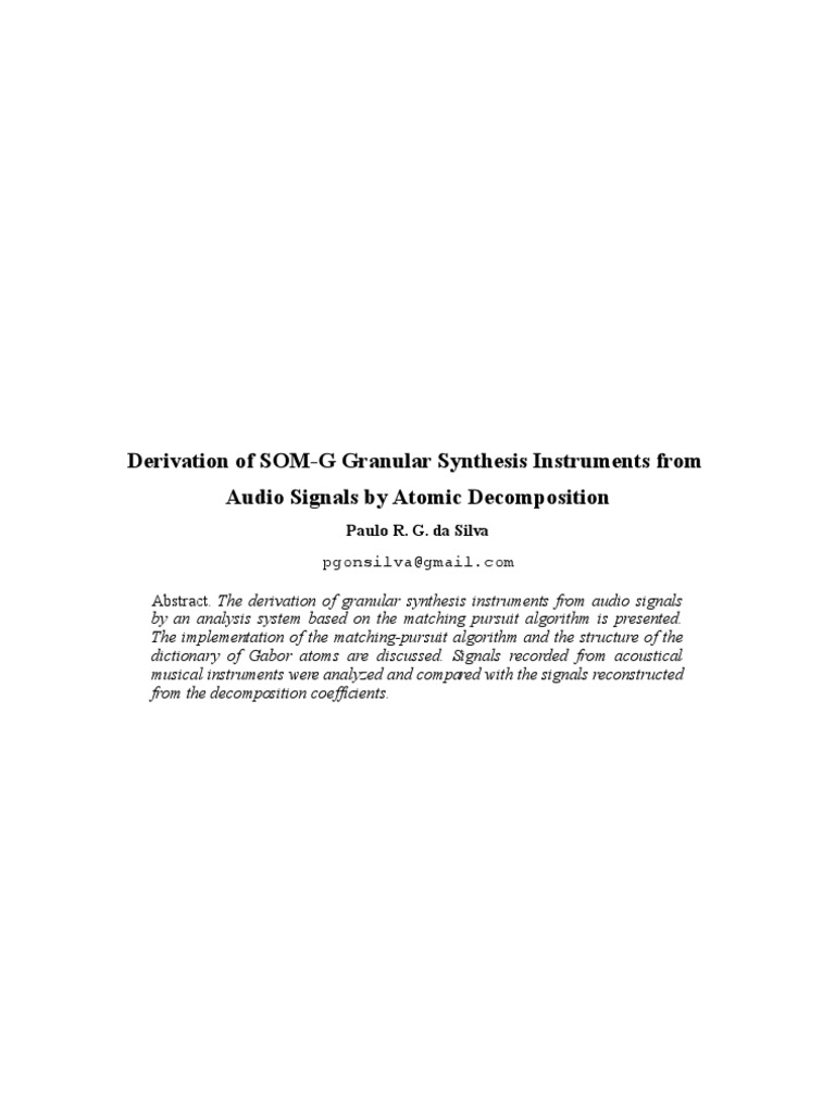 Derivation of Granular Synthesis Instruments by Atomic Decomposition of ...