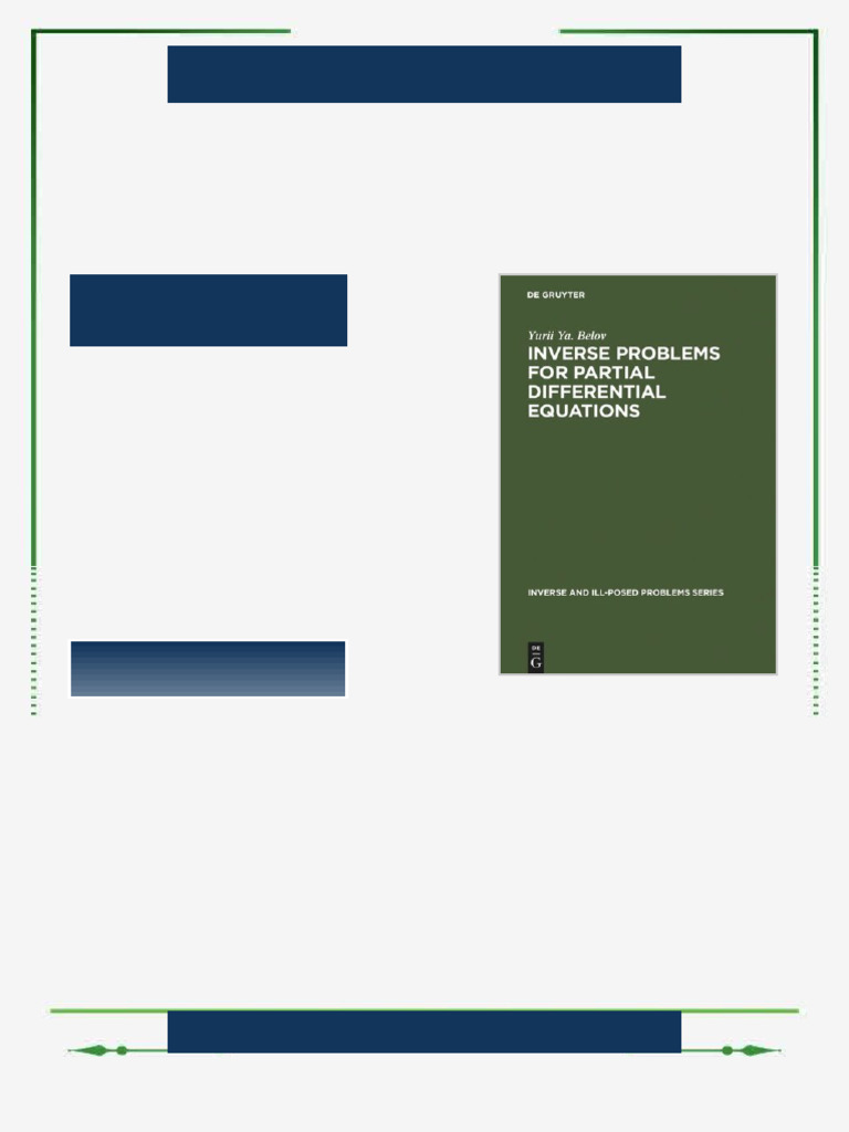 Inverse Problems for Partial Differential Equations Yurii Ya. Belov ...