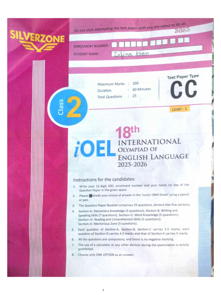 Silverzone Olympiad Eng 2025 | PDF