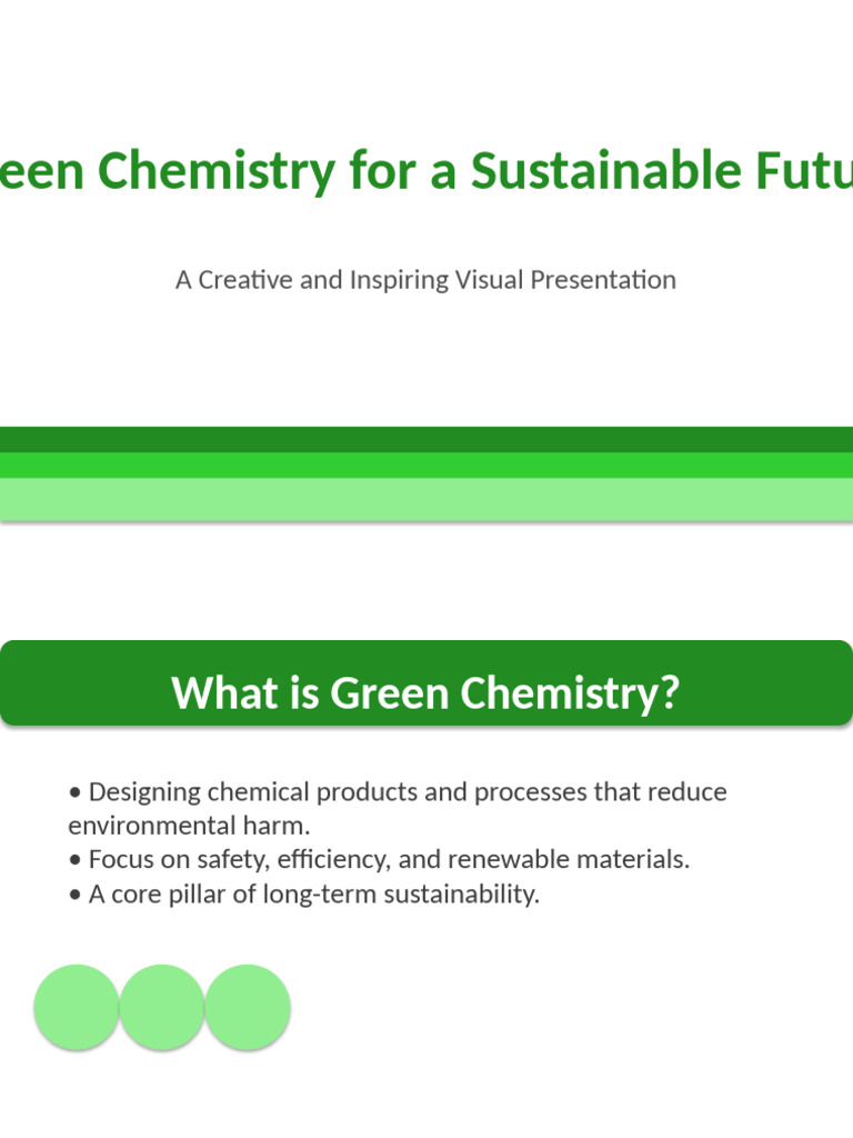 Green Chemistry Principles for Sustainability | PDF