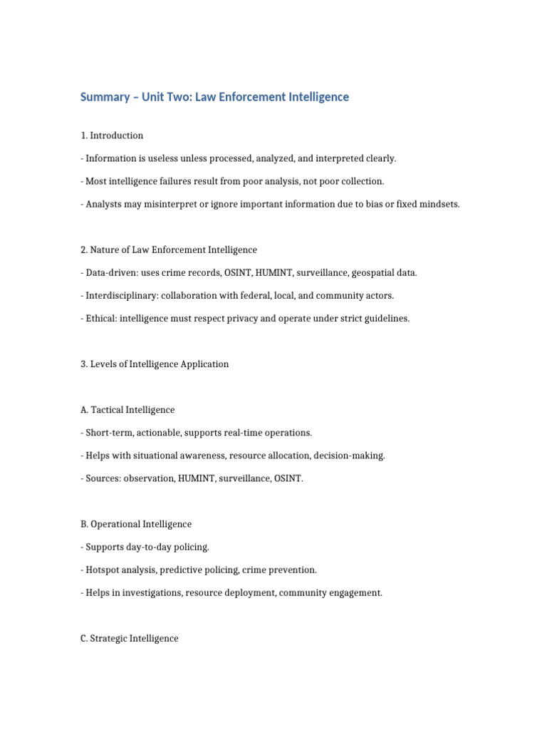 Law Enforcement Intelligence Overview | PDF | Signals Intelligence ...
