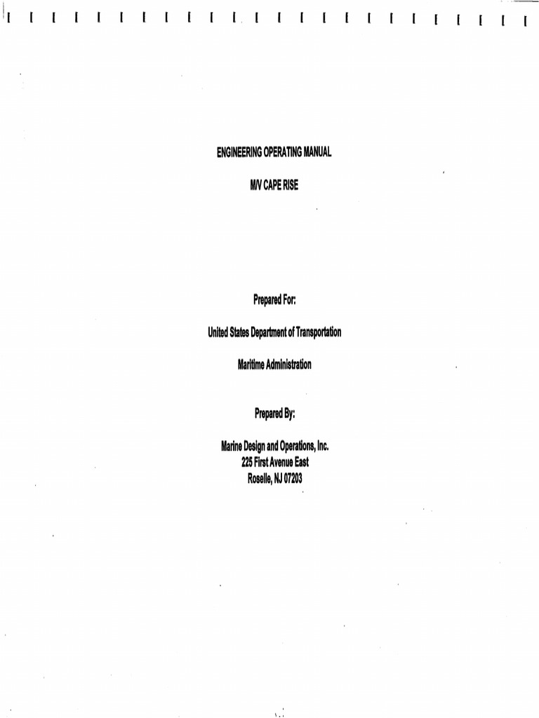 0 MV Cape Rise Engineers Operating Manual EOM | PDF