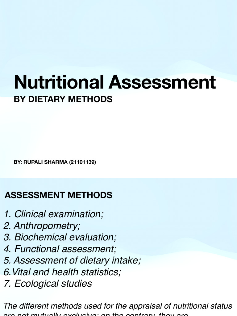 Nutritional Assessment by Dietary Method. | PDF | Foods | Nutrition