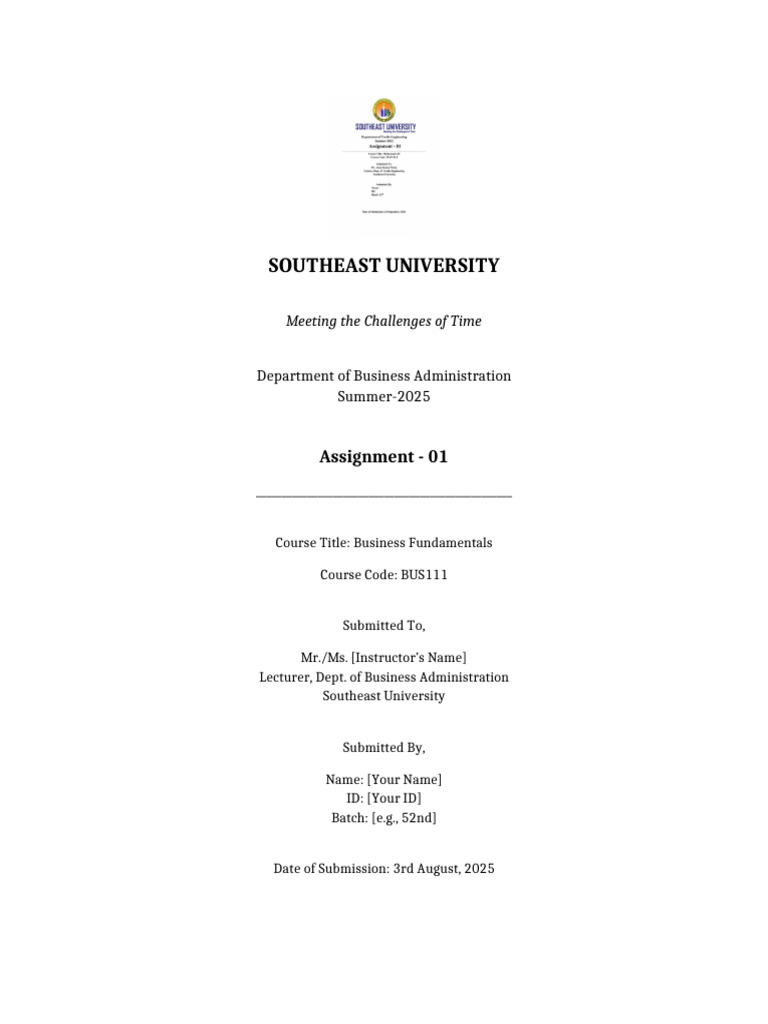 Business Fundamentals Assignment 01 | PDF