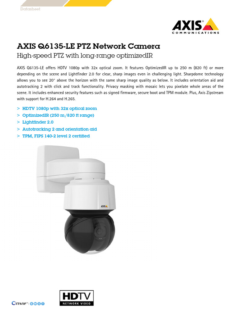 2 Datasheet Axis q6135 Le PTZ Network Camera en US 481087 | PDF | File ...