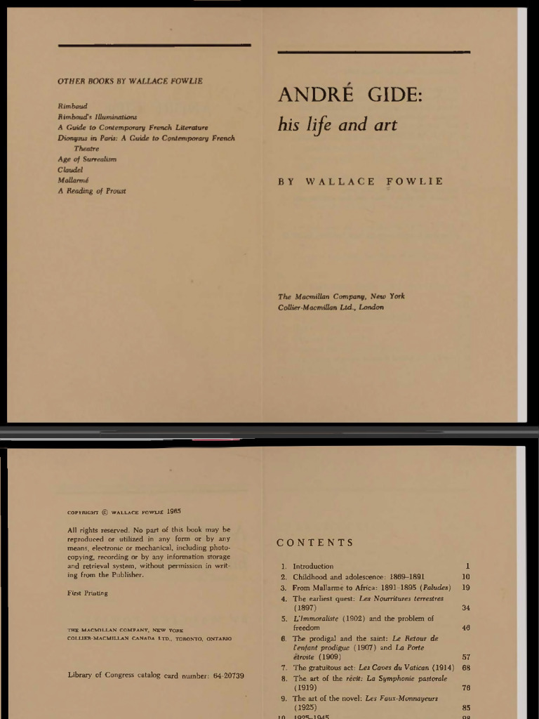 Fowlie Gide Life and Art | PDF | Henri Bergson | Knowledge