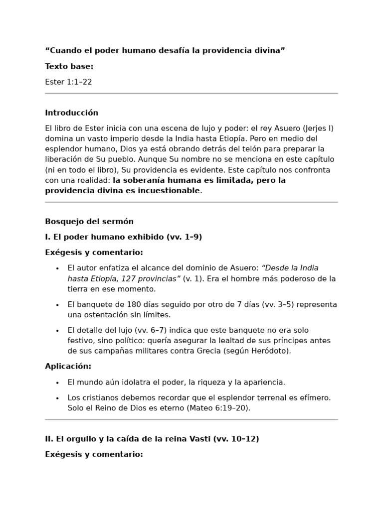 Poder humano vs. Providencia divina | PDF | Esther | Cristo (título)
